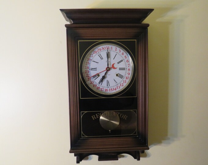 1986 Elgin Wall 31 Day Calendar Clock Mason Grandmaster Presentation W ...