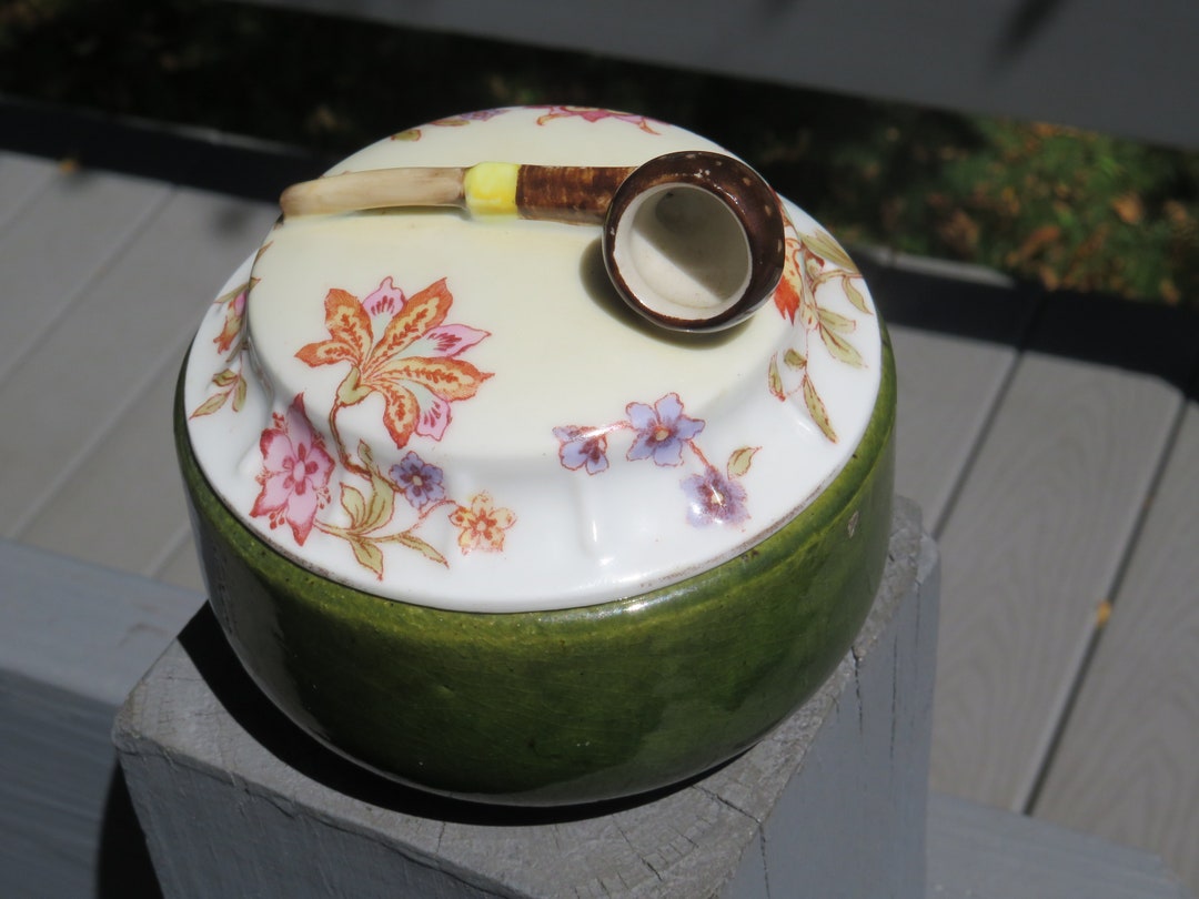 Vintage Tobacco Jar Pot/with Pipe on Top - Etsy