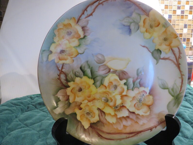 Antique Yellow Rose Plate 8 - Etsy