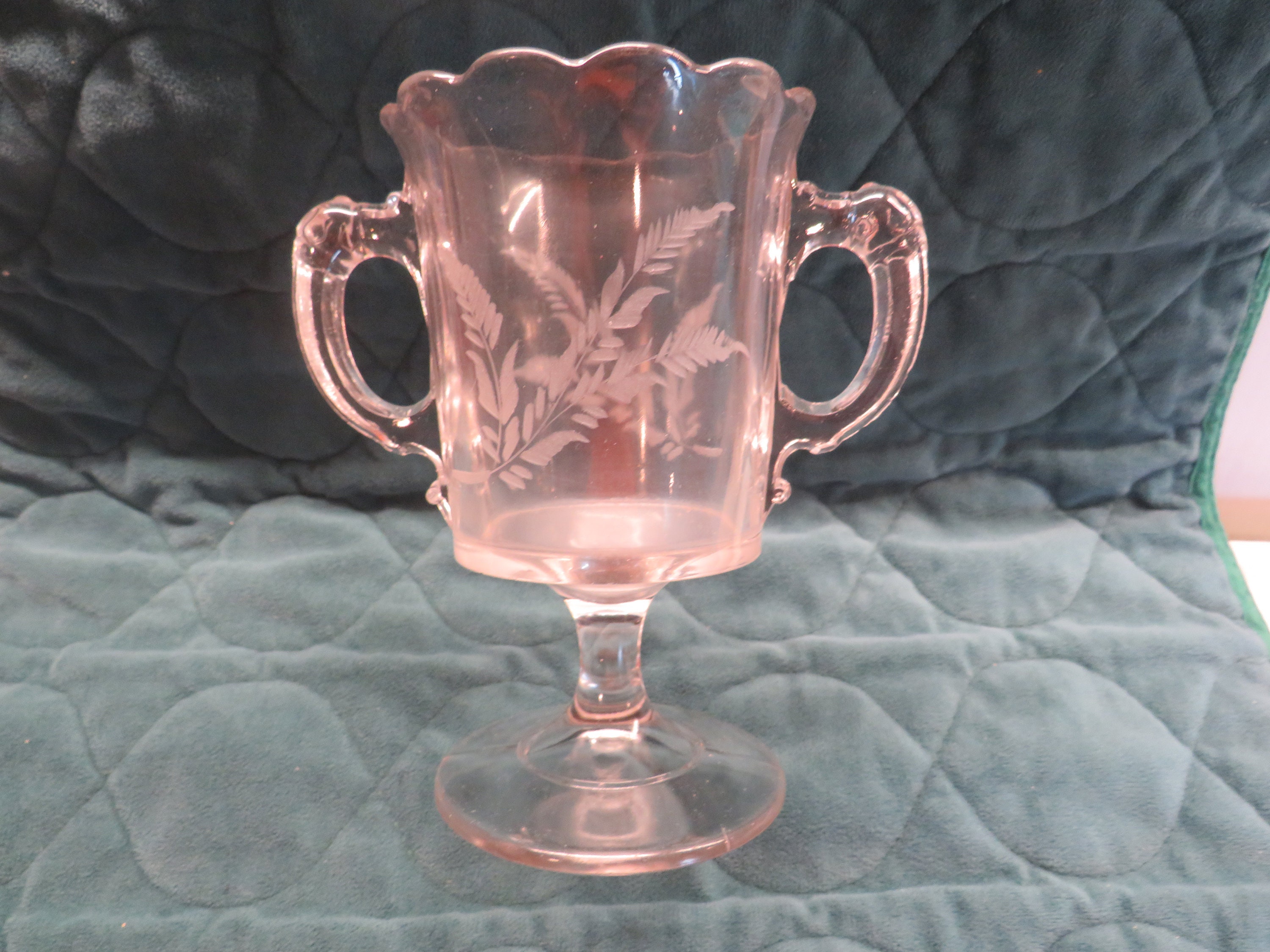 Vintage Clear Etched Glass 2 Handled Spooner 6 Tall X 3 1/2 Diameter - Etsy