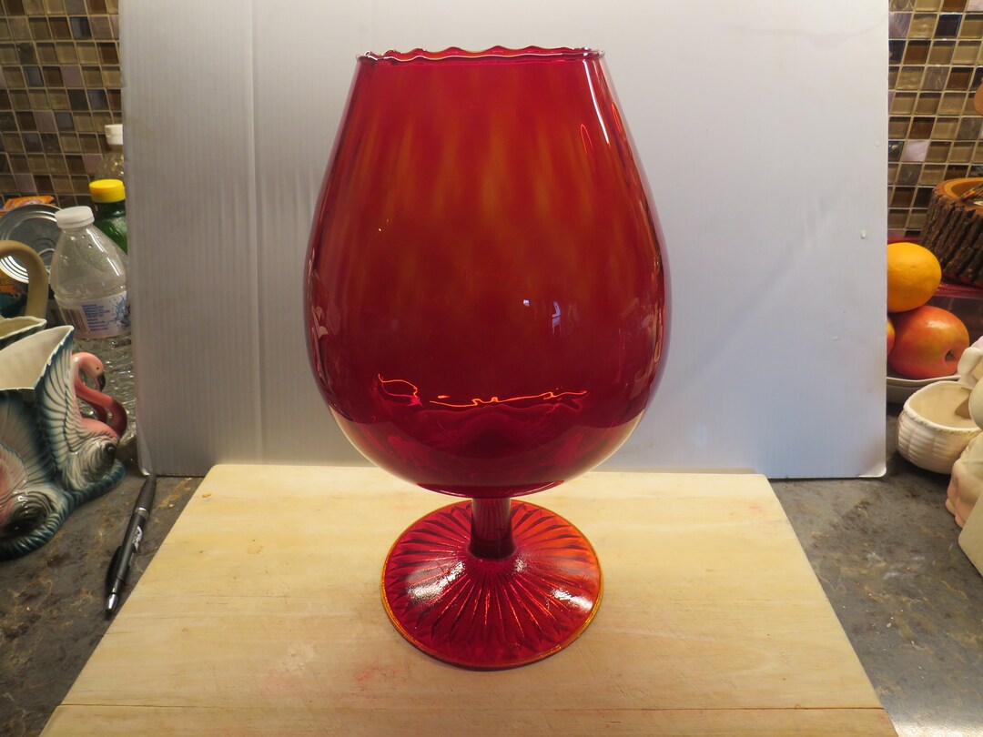 Retro Fire Red Glass Brandy Snifter 13 1/2 - Etsy