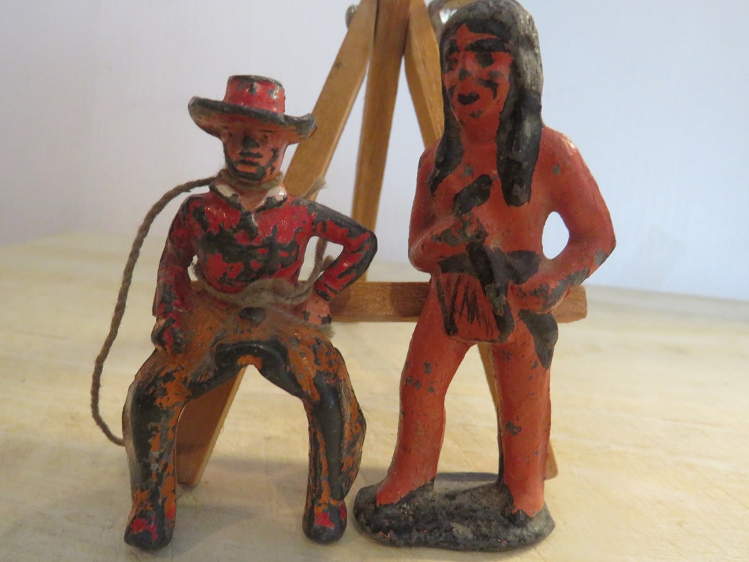 Vintage Cast Iron Cowboy & Indian - Etsy