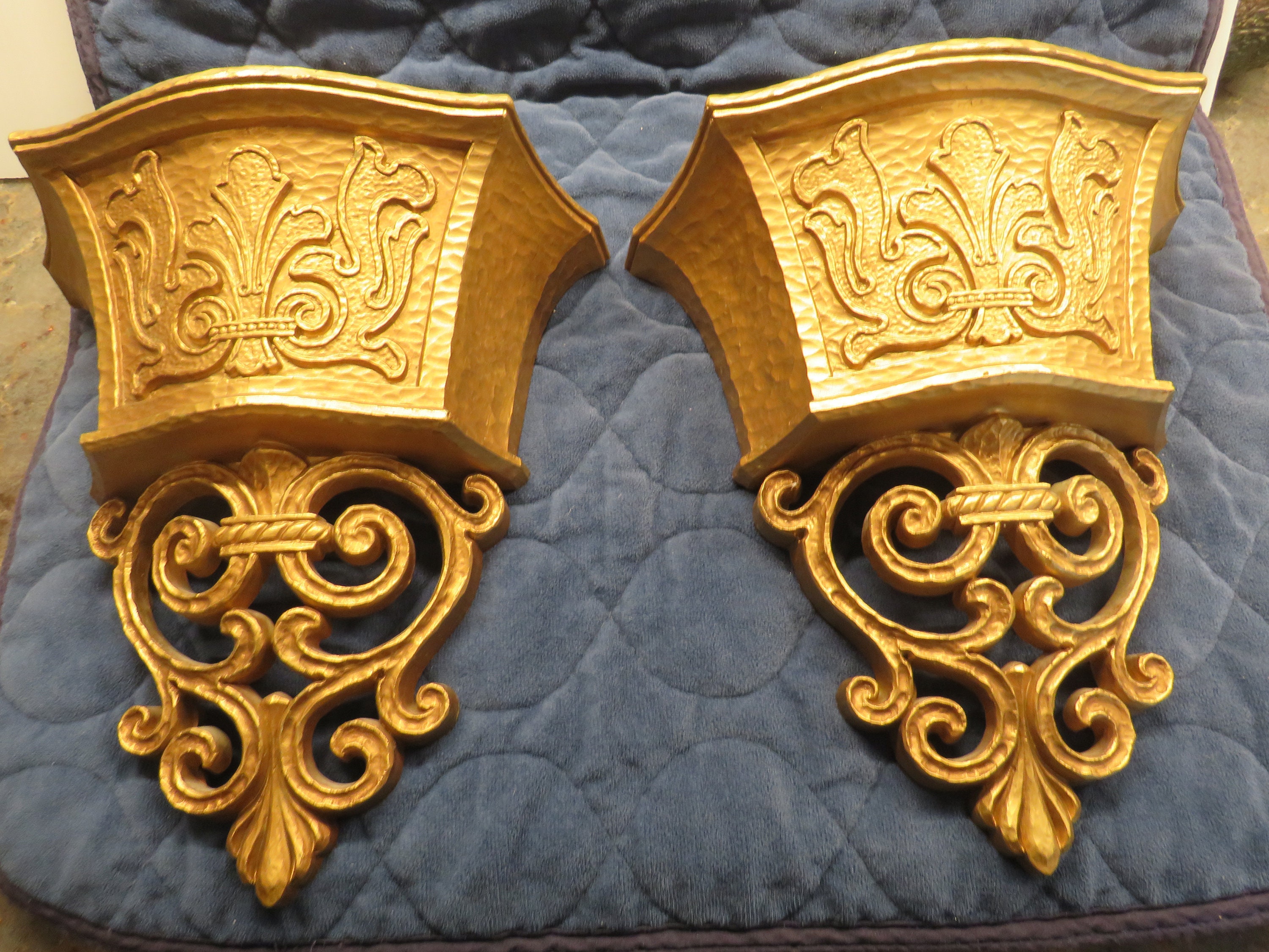 2 Ornate Vintage 1960's Gold Syroco Wall Sconces/planters - Etsy