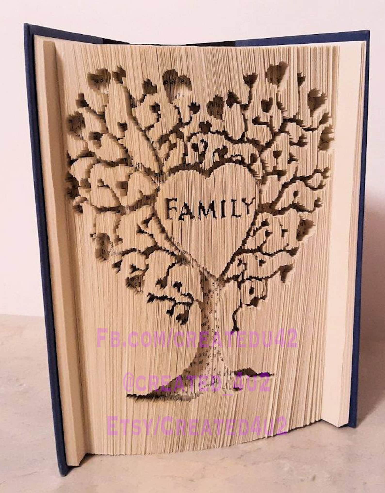 Cut & Fold Book Folding Pattern FAMILY TREE With HEARTS 521 - Etsy