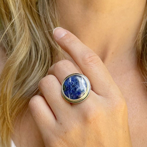 Sterling Silver Dark Blue Stone Ring - Etsy