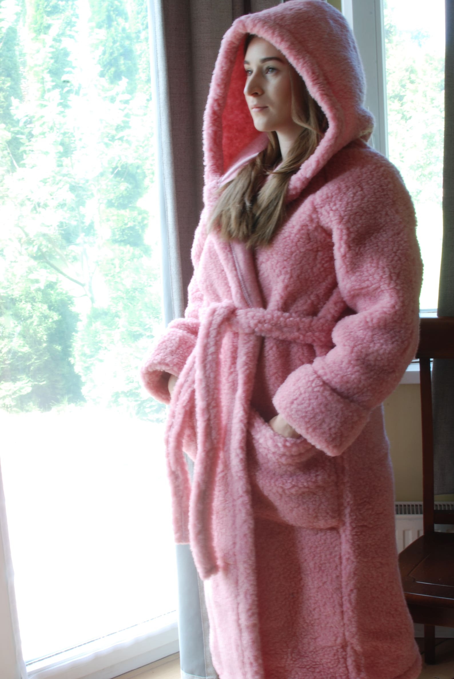Merino Wool Robe With Hood Sheep Wool Bathrobe Morning Merino Wool ...