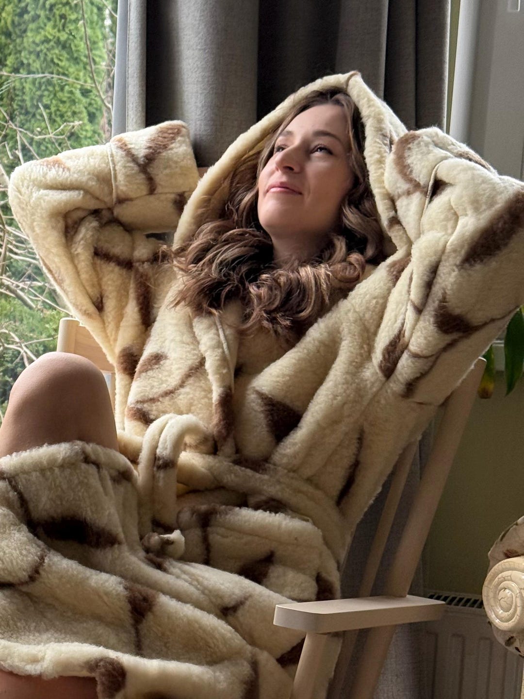 Merino Wool Robe: Hooded Sheep Wool Bathrobe With Pockets - Etsy