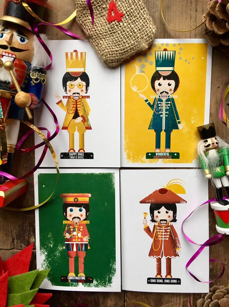 Fab Four The Beatles Nutcracker Rockers Christmas Cards Pack | Etsy