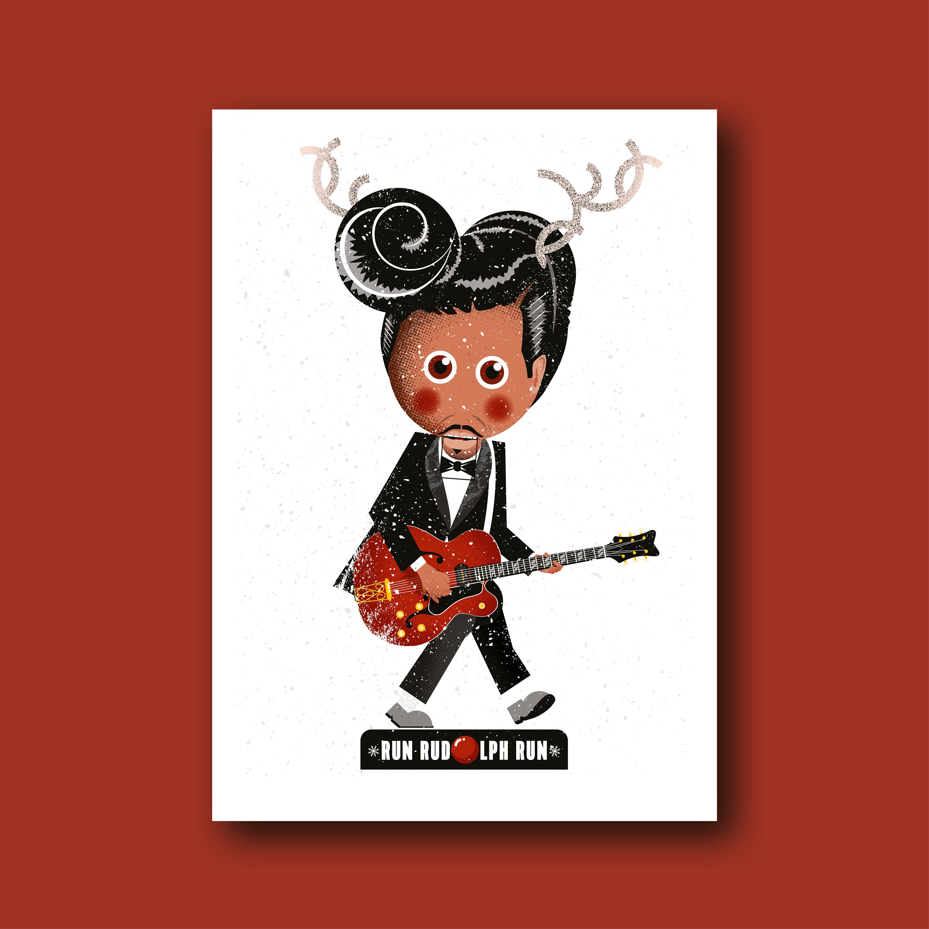 Run Rudolph Run, Chuck Berry, Nutcracker Rockers Christmas Card - Etsy
