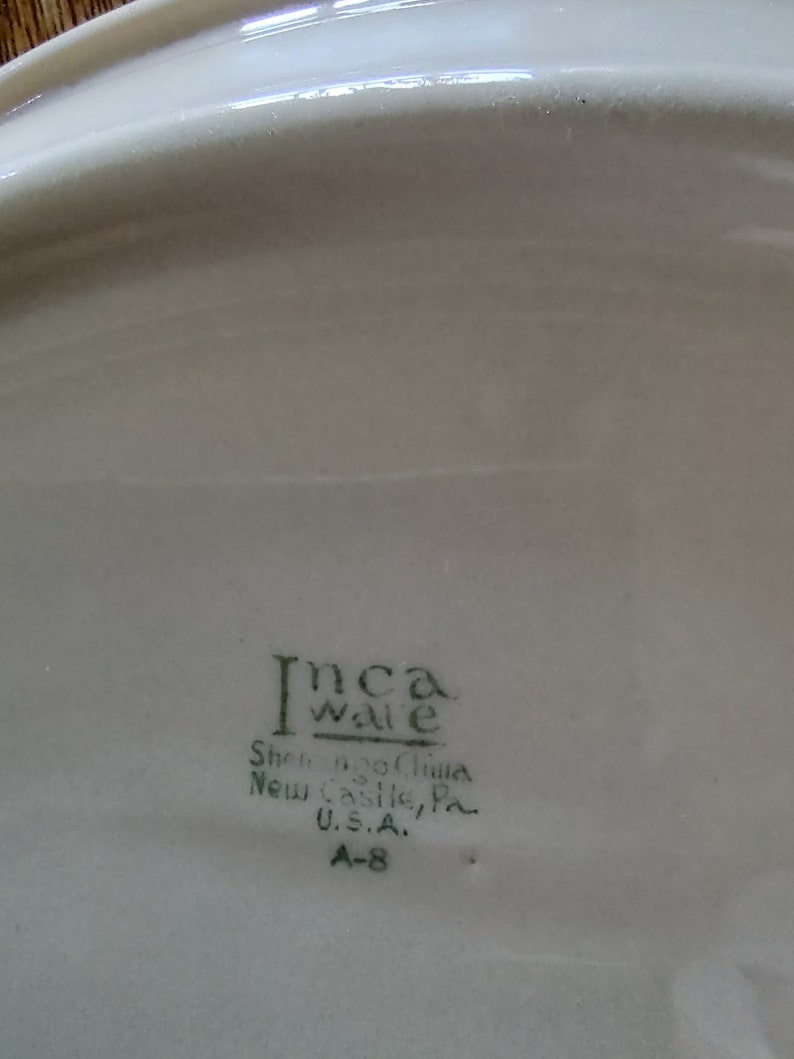 SHENANGO INCA WARE - Large Oval Serving Bowl - Beige With Brown Pine ...