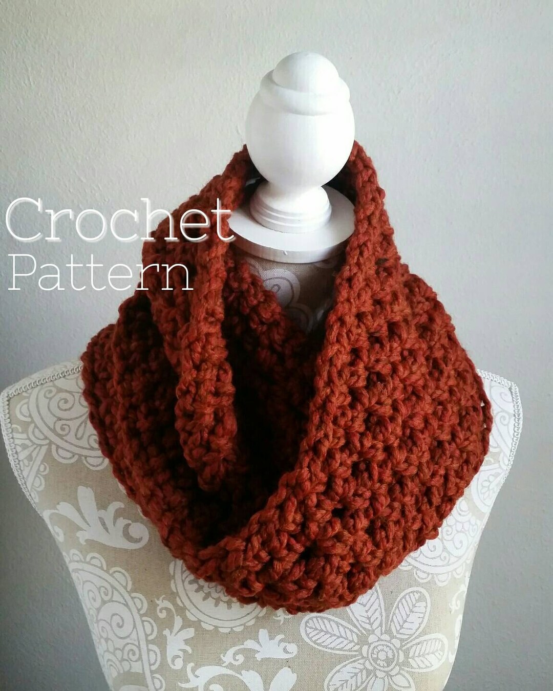 Infinity Scarf Pattern, Crochet Scarf Pattern, Double Loop Infinity ...