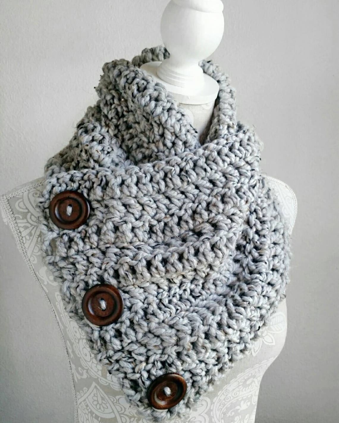 Crochet Pattern 3 Button Scarf Crochet Scarf Pattern DIY - Etsy