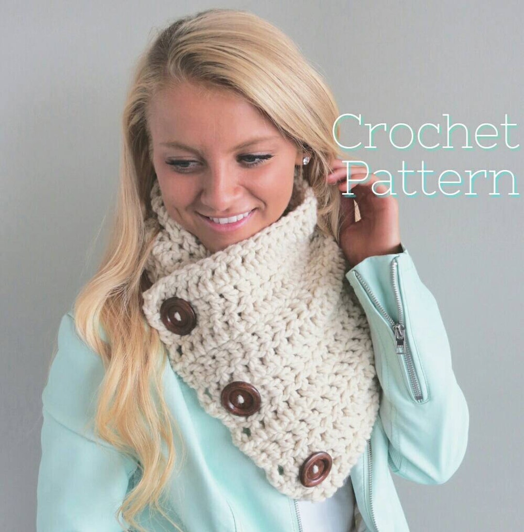 Crochet Pattern, 3 Button Scarf, Crochet Scarf Pattern, DIY Scarf ...