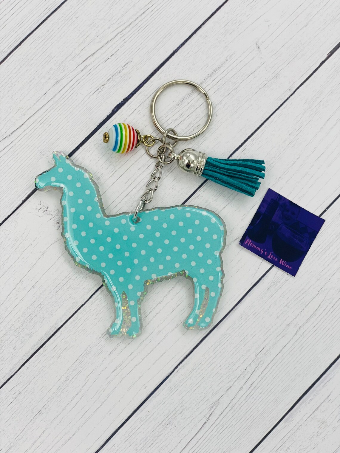 Llama Glitter Keychain Acrylic Keychain No Drama Llama Bag - Etsy