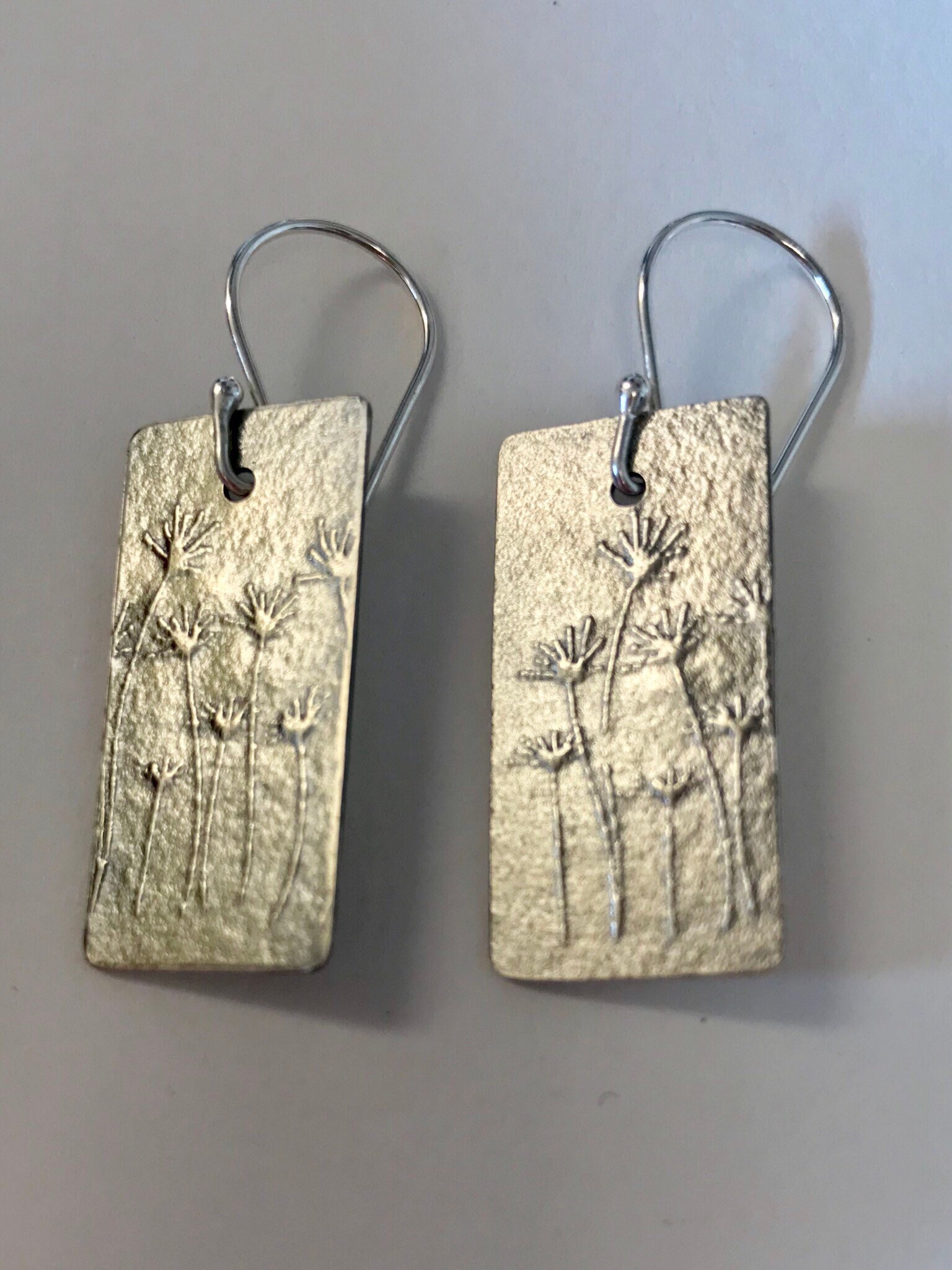 Argentium Sterling Silver Embossed Dandelion Earrings