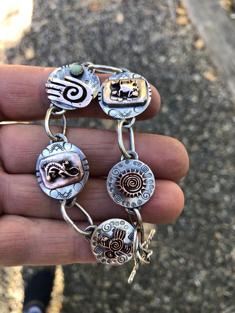 Ancient Symbols Mixed Metal Poseidon Mine Variscite Bracelet - Etsy