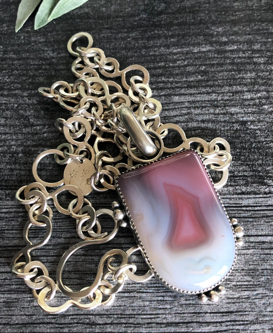 Swali Rose/swazi Rose Agate Argentium Sterling Silver Pendant and Hand ...