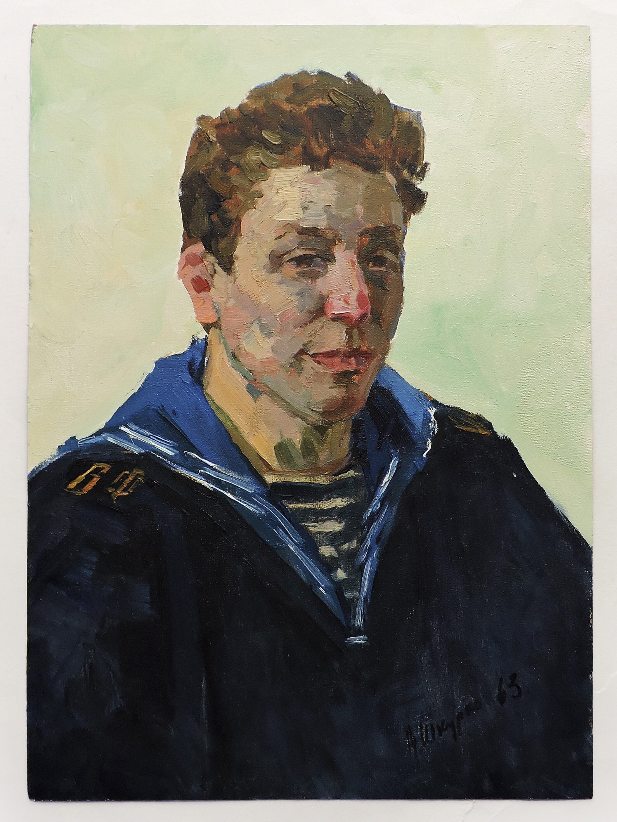 VINTAGE PORTRAIT of a SAILOR Oil original painting by Soviet | Etsy