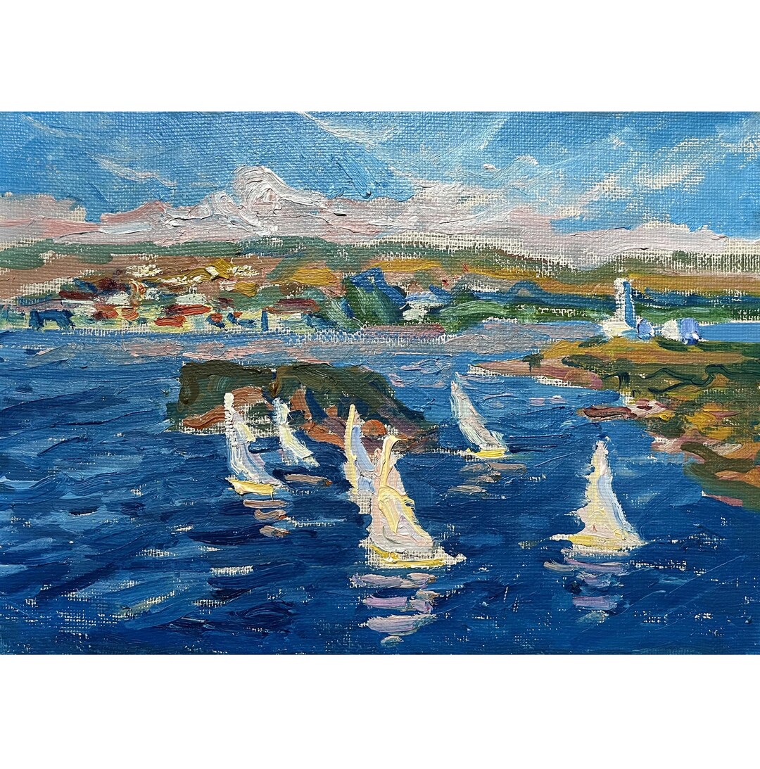 Vintage Original Oil Painting Sea Landscape by Ukrainian Artist J.piven ...