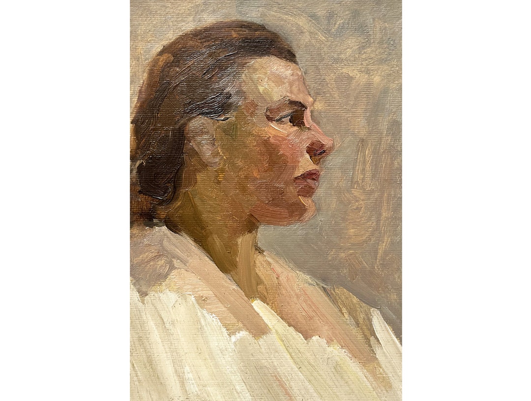VINTAGE PORTRAIT of a WOMAN Original Oil Painting by Ukraine Artist V ...