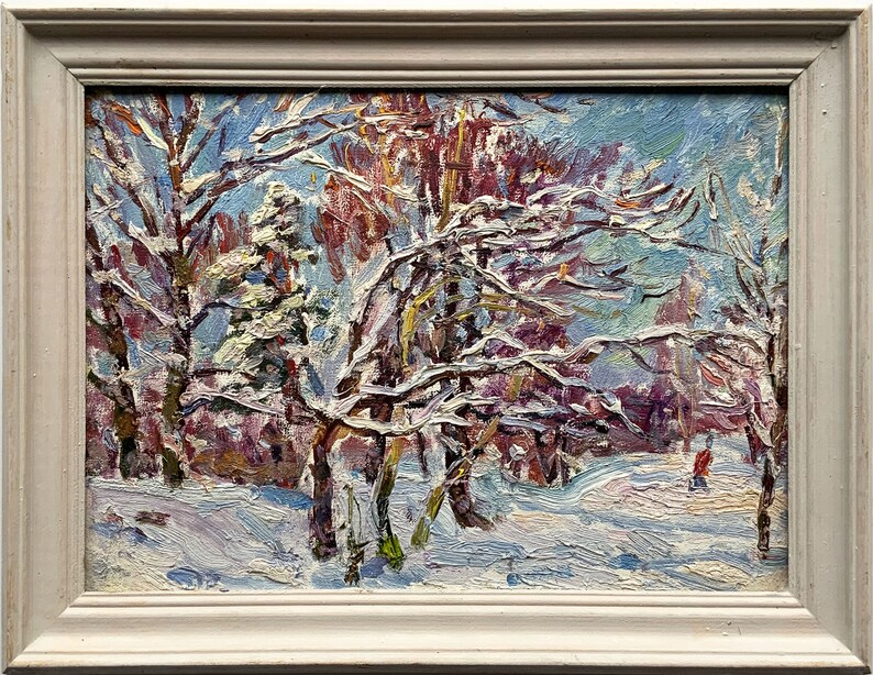 ORIGINAL OIL PAINTING + Catalog of the Artist M.borymchuk 1974 Winter ...