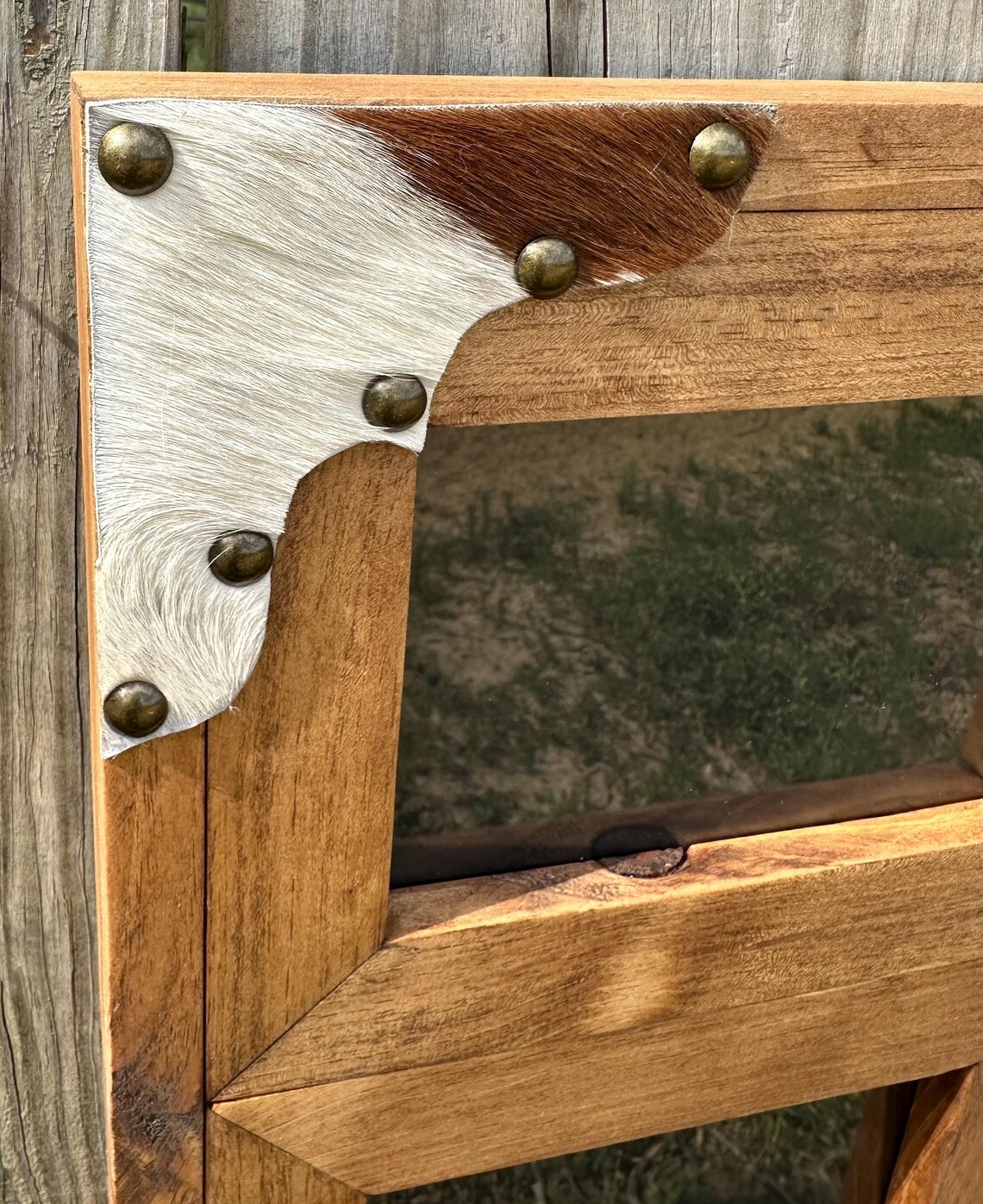 Rustic Western Photo Display of Two 5x7 Photos With Cowhide Accented ...