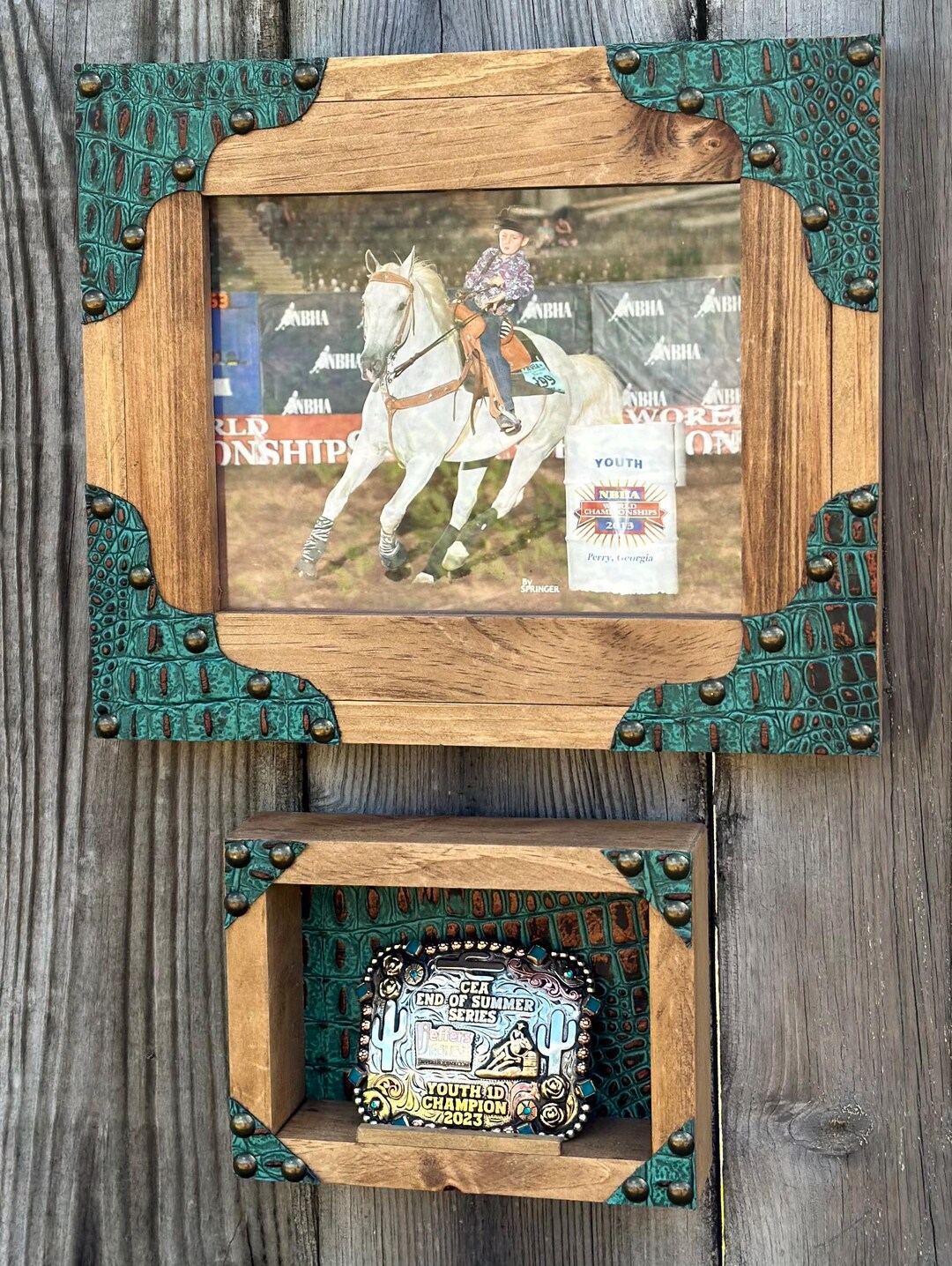 Turquoise Teal Blue Embossed Gator 8x10 Frame and Matching Single ...