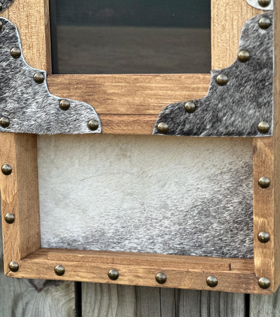 5x7 Dark Grey Cowhide Accented Picture Frame With Built in Buckle ...