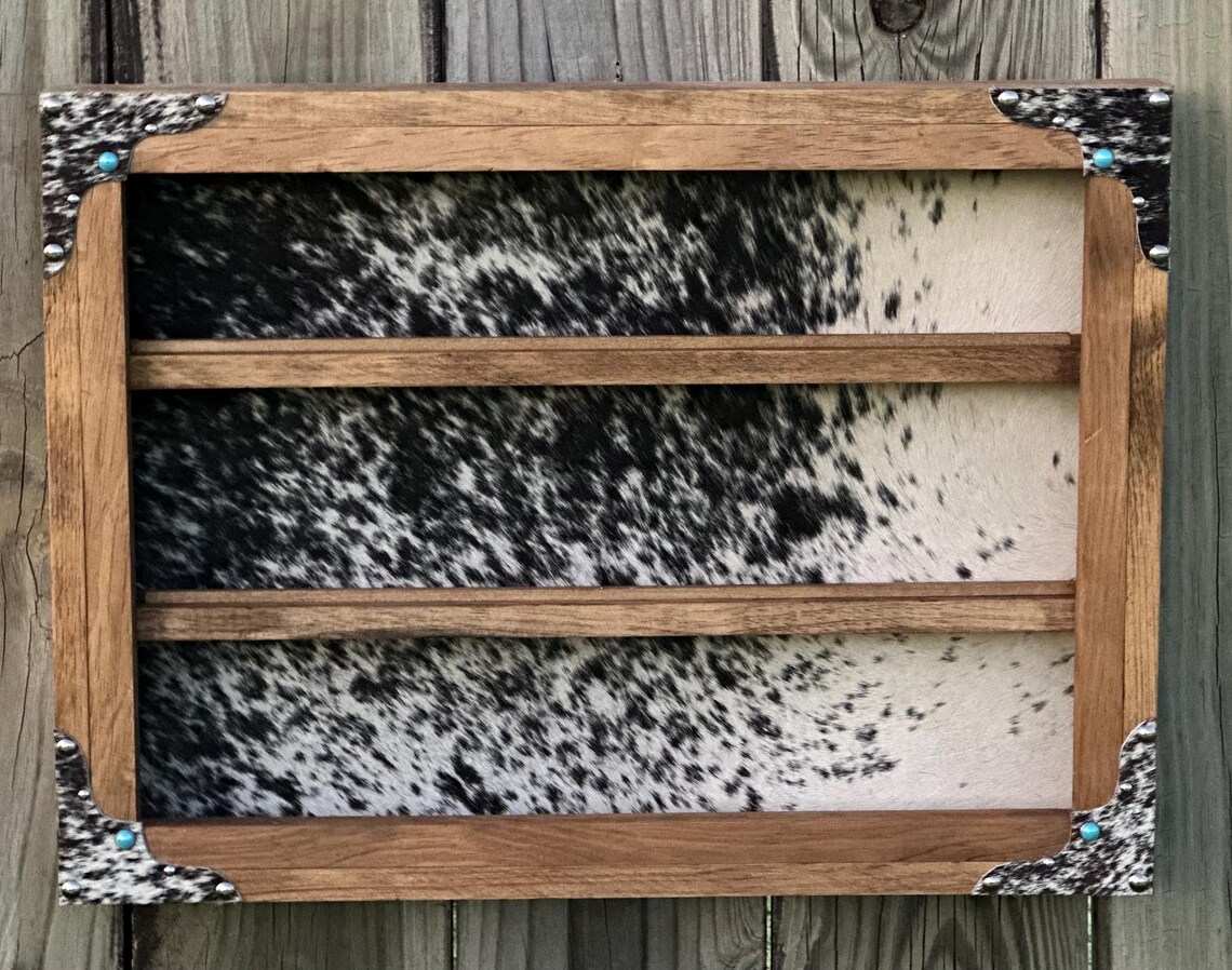 Handmade Cowhide Trophy Buckle Display Case: Turquoise Accent - Etsy