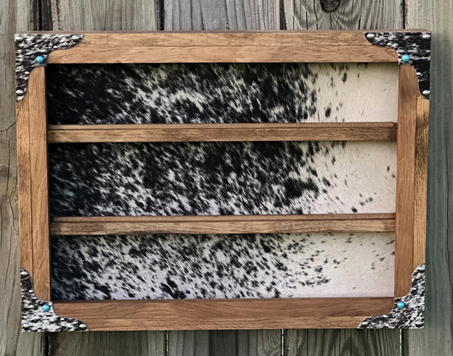 Handmade Cowhide Trophy Buckle Display Case: Turquoise Accent - Etsy