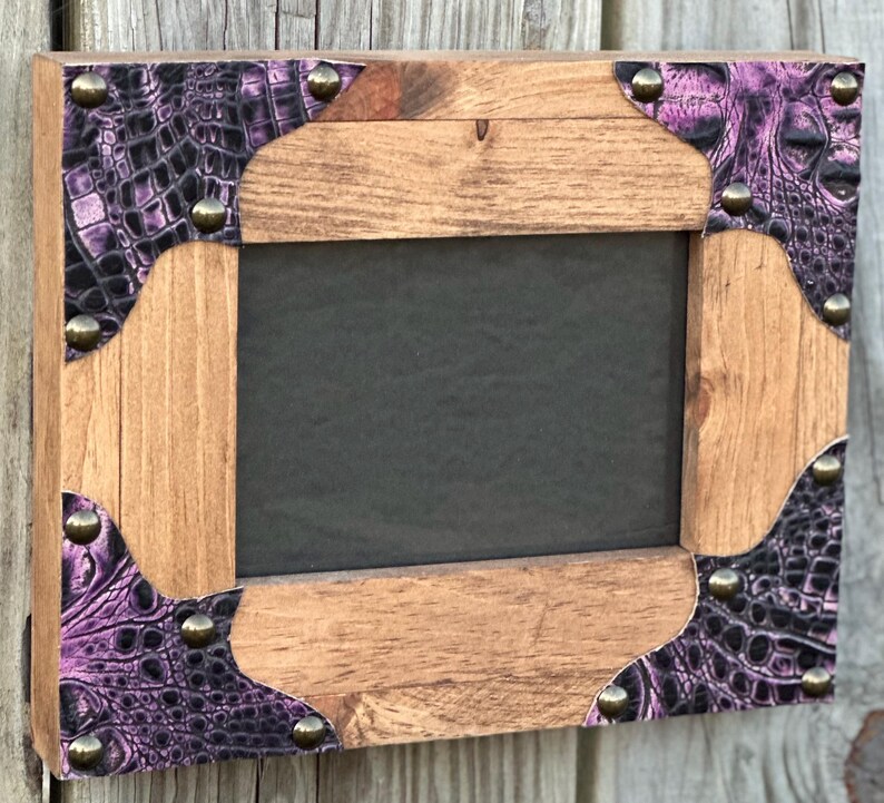 Purple Embossed Leather Croc Gator Hide 5x7 Frame - Etsy