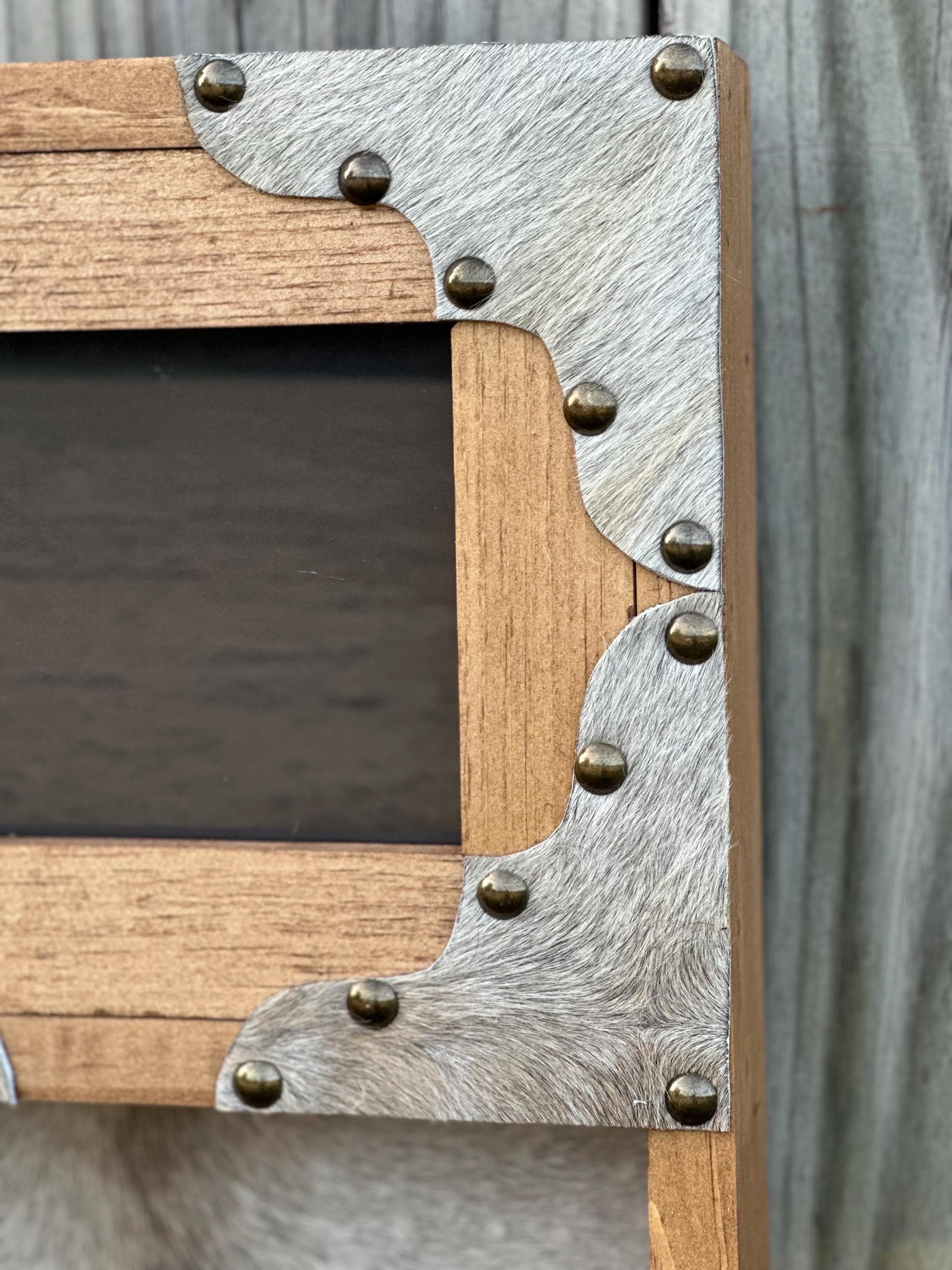 5x7 Light Grey Cowhide Accented Picture Frame With Built in Buckle ...