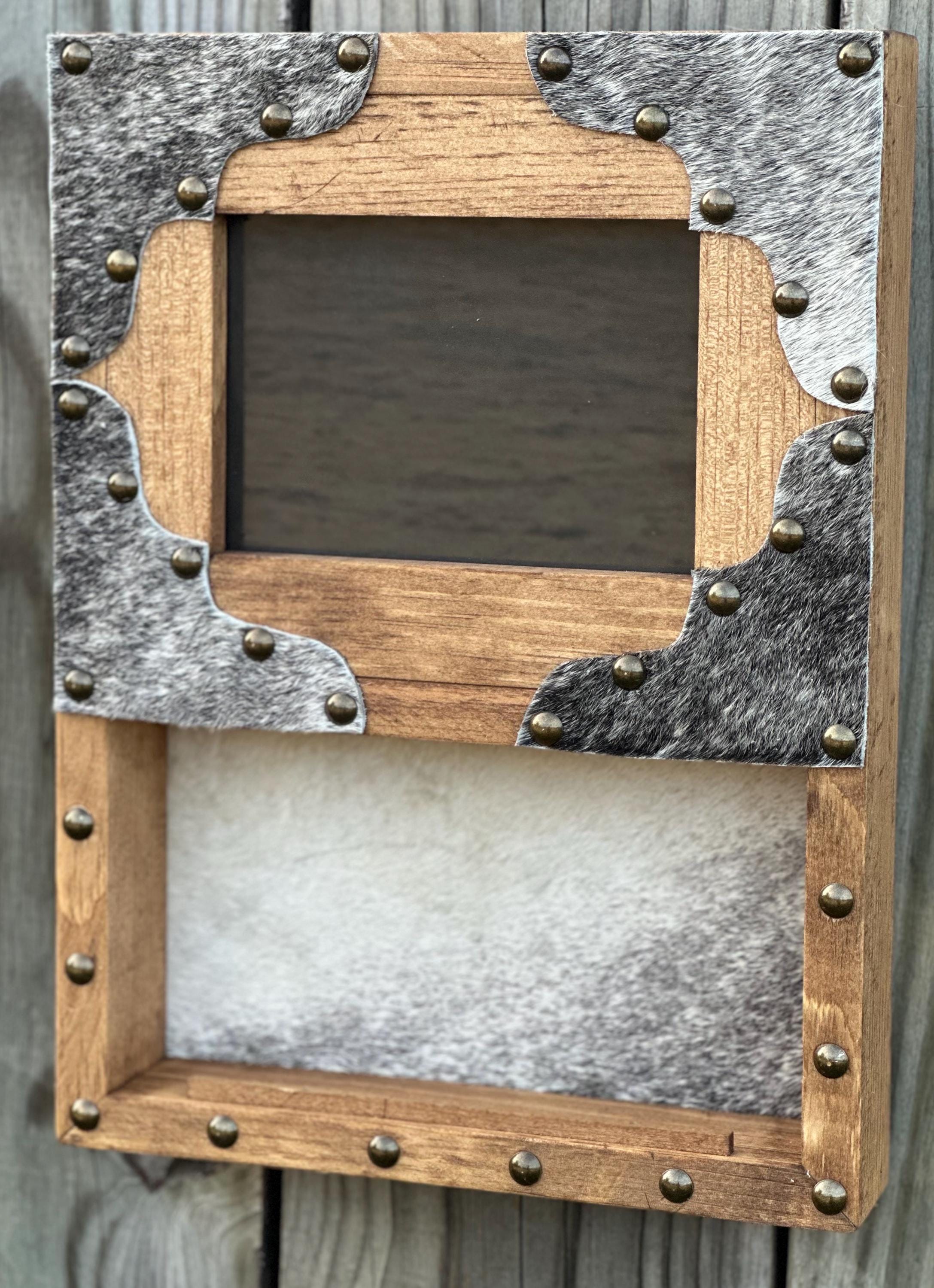 5x7 Dark Grey Cowhide Accented Picture Frame With Built in Buckle ...