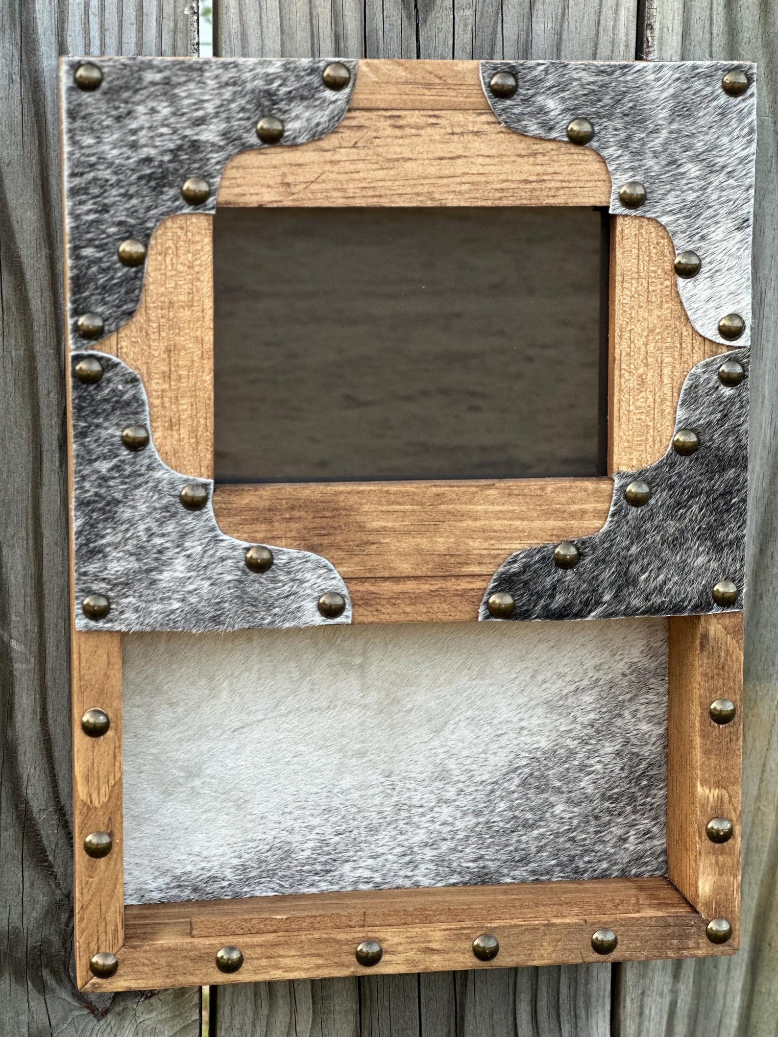 5x7 Dark Grey Cowhide Accented Picture Frame With Built in Buckle ...