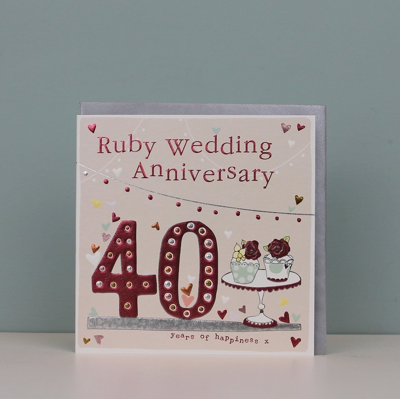 Ruby Wedding Anniversary Card 40th Wedding Anniversary Card - Etsy