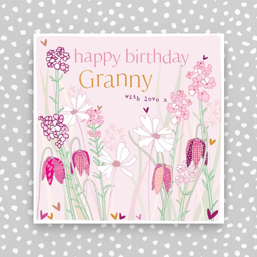 Floral Granny Birthday Card: Silver & Gold Foiling - Etsy