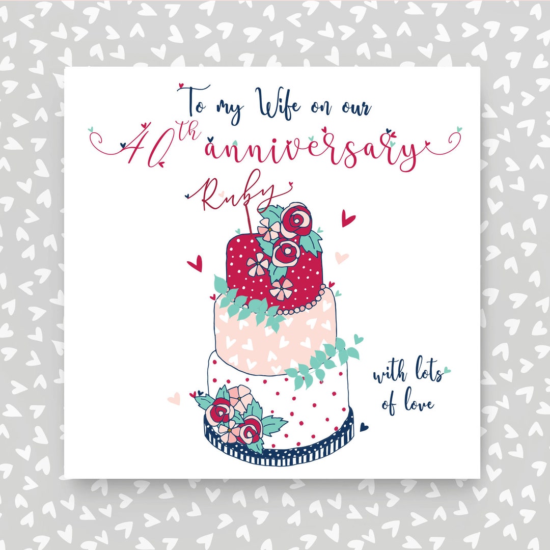 Wife Ruby Wedding Anniversary Card - Etsy
