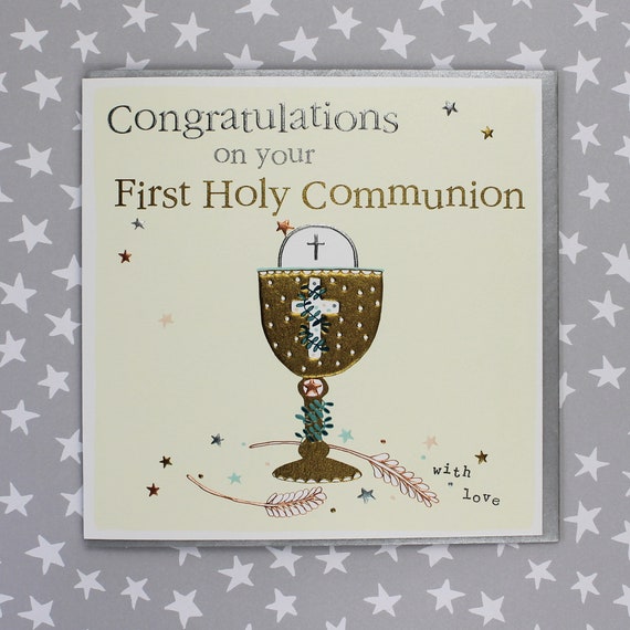 First Holy Communion Card Congratulations on Your Holy | Etsy