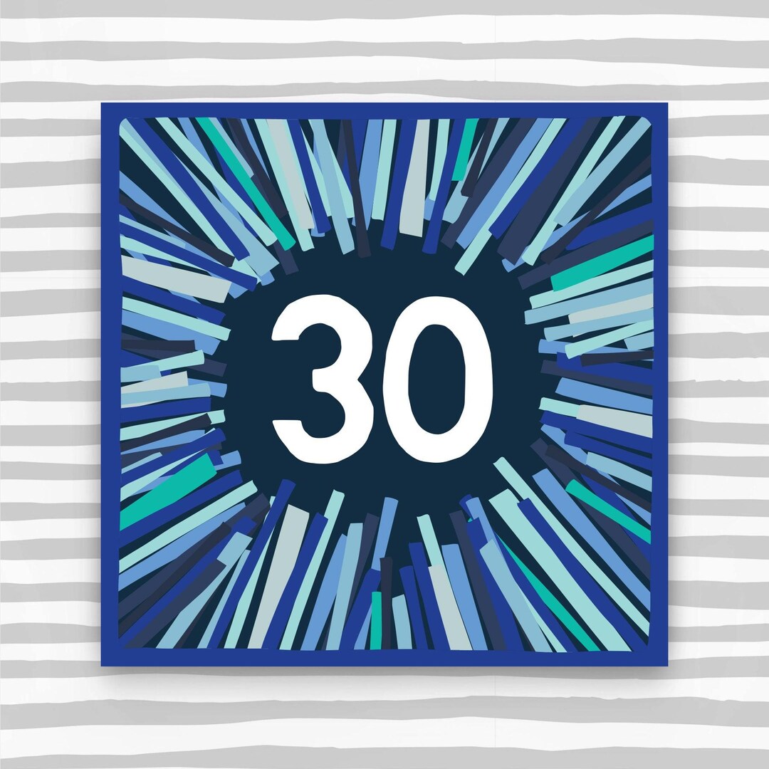 30th Birthday Card: Vibrant Blue Design for Him - Etsy UK