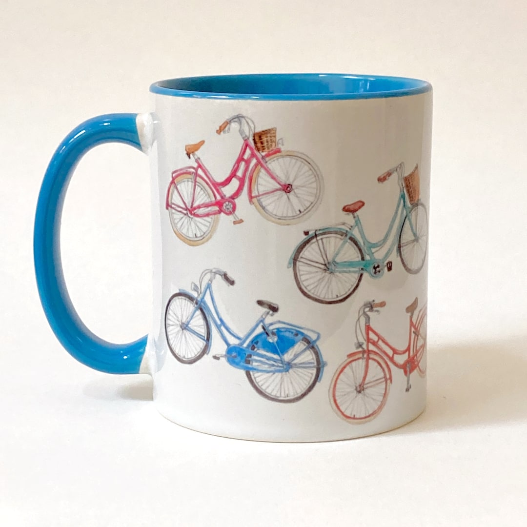 Bike Mug, Two Tone Ceramic Blue Coffee Cup, Cyclists Gift - Etsy