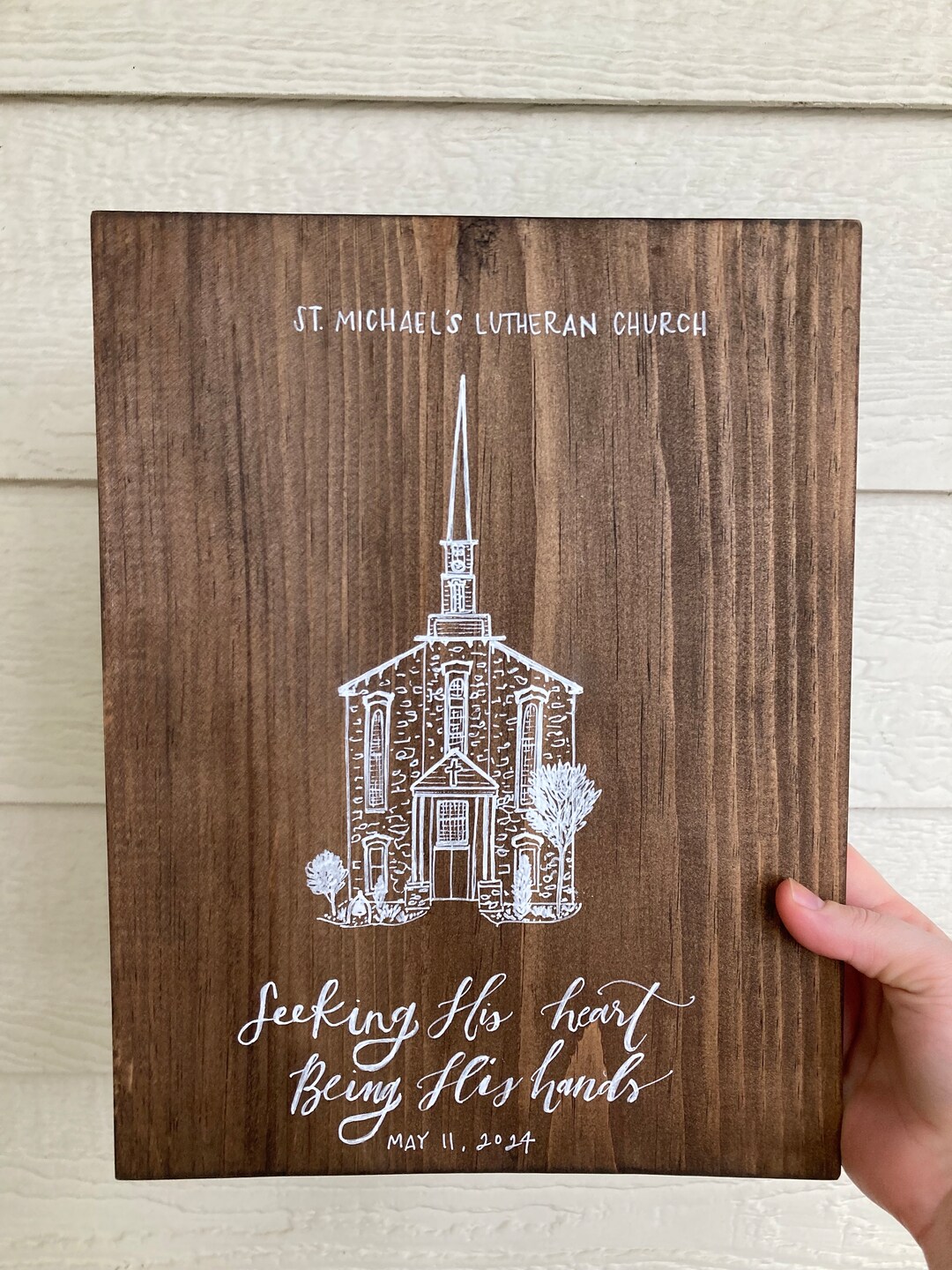 CUSTOM Church Drawing With Calligraphy Personalization | Pastor Gift ...
