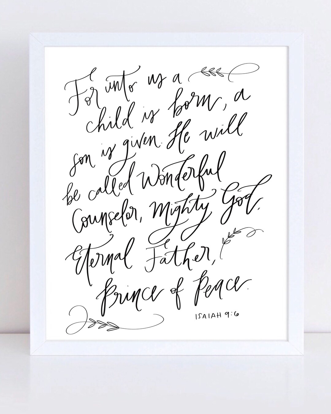 Isaiah 9:6 Calligraphy Quote, Christmas Bible Verse, for Unto Us a ...