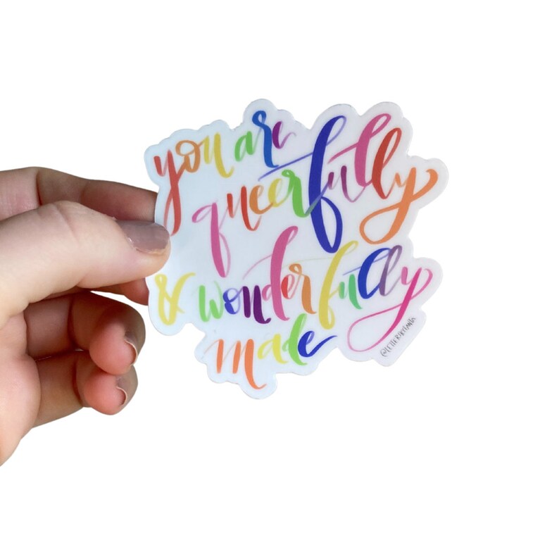 Pride Sticker – “queerfully and Wonderfully Made” LGBTQ Rainbow Die Cut ...