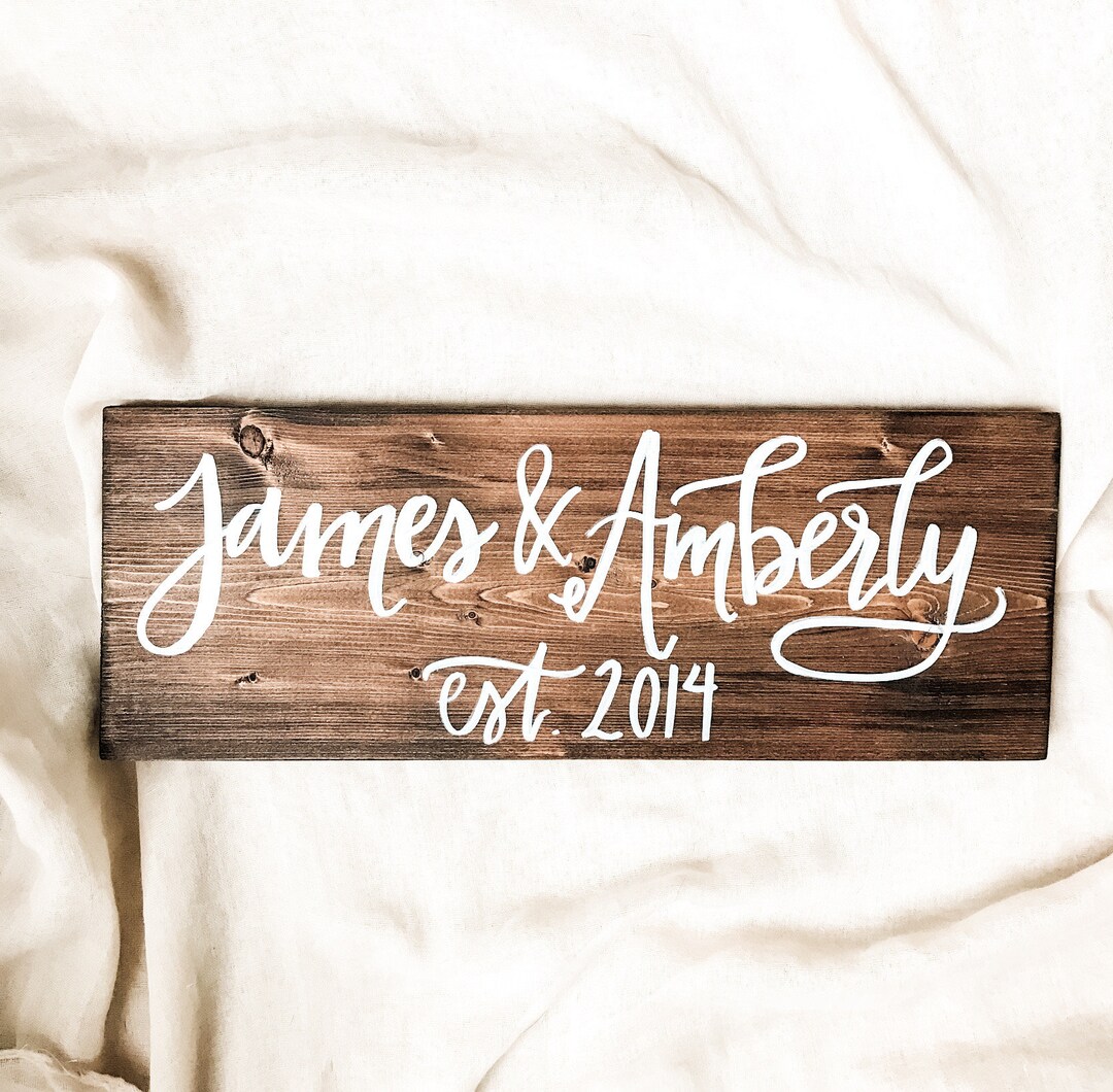 Custom Calligraphy Couples' Name Wood Sign, Elegant Keepsake ...