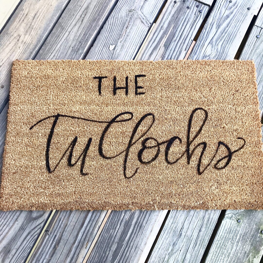 Custom Calligraphy Doormat-personalized Last Name Doormat, Welcome Mat ...
