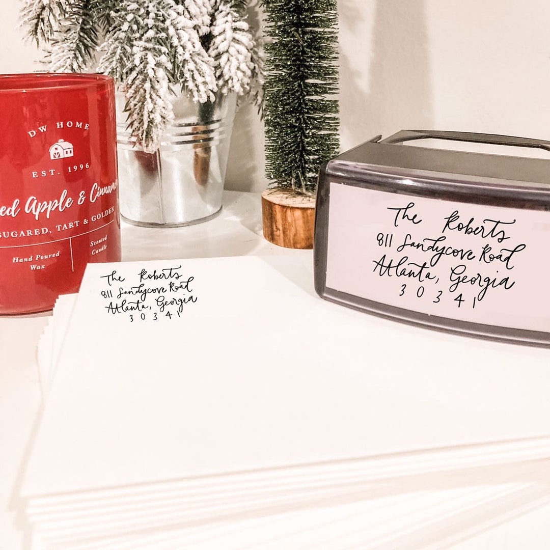 Christmas Card Calligraphy Return Address Stamp Modern Calligraphy ...