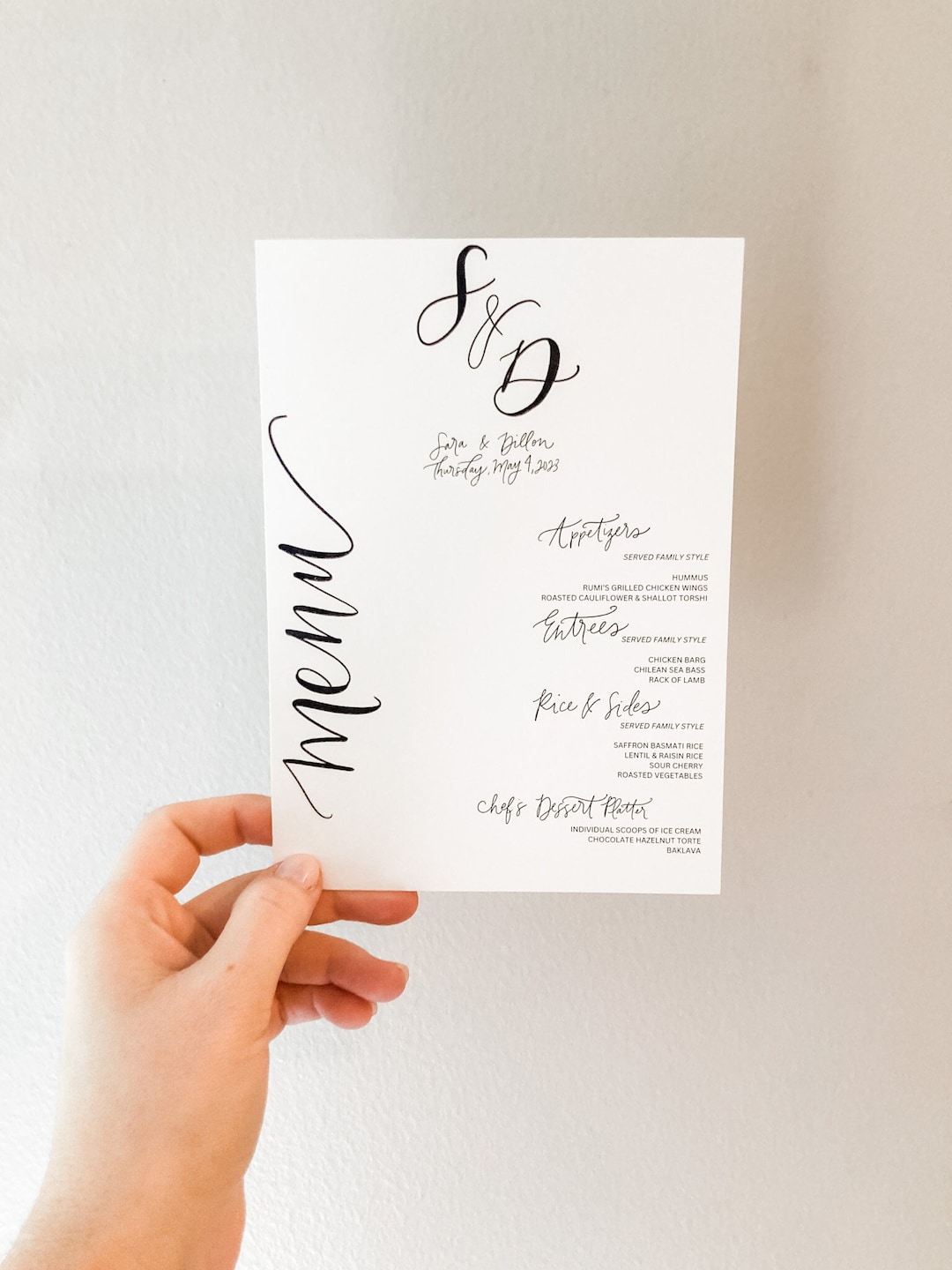 Custom Wedding Menu Cards | Custom Wedding Menu, Modern Calligraphy ...