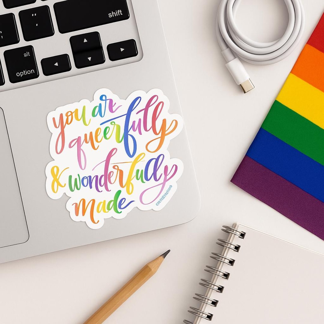 Pride Sticker – “queerfully and Wonderfully Made” LGBTQ Rainbow Die Cut ...
