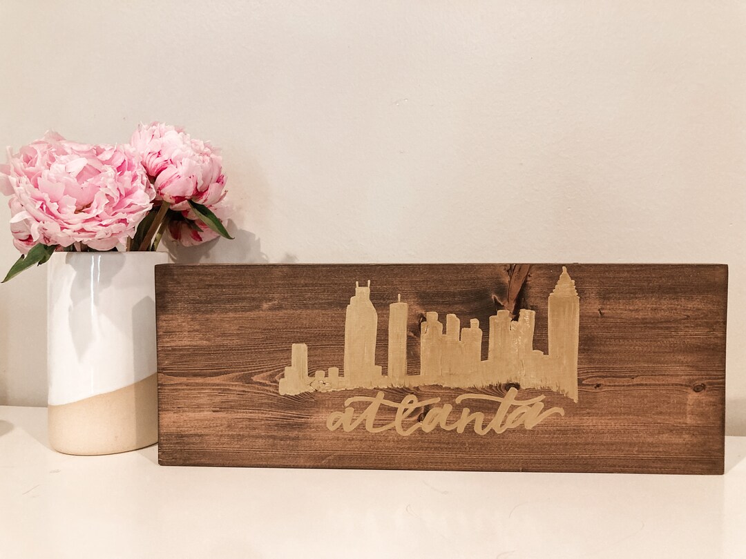 Minimalist Atlanta City Skyline, Atlanta Skyline Handmade Gift Wood ...