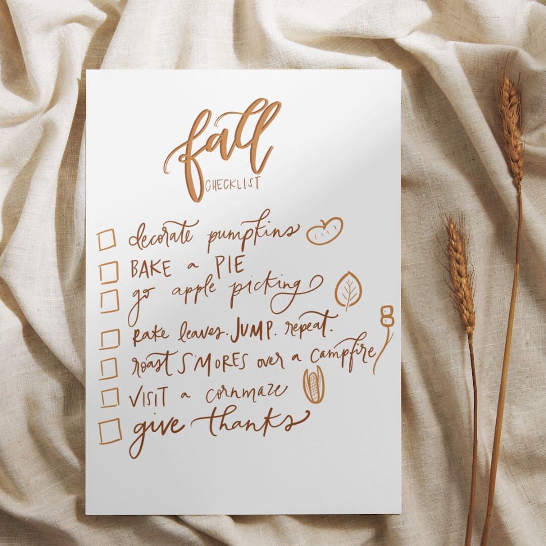 Fall Checklist Printable, Fall Family Activities Print, Fall Art Print ...